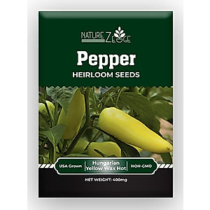 Hot Pepper Seeds for Planting, Cayenne, Hungarian Yellow, Jalapeno, Serrano, Habanero Orange, Heirloom Pepper Seeds Variety Pack, NonGMO