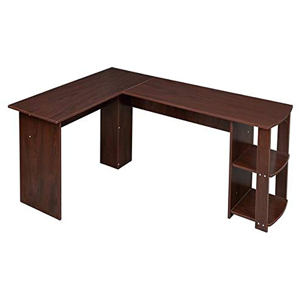 INXXCOROO Basyll L-Shaped Corner Desk Home Office Workstation with Hutch Bookshelves - Sturdy Wooden Computer Table for Laptop and Study
