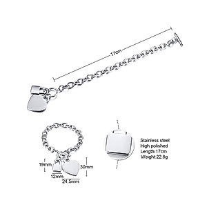 MEALGUET Custom Engraving Stylish Women Medical Alert Bracelet Stainless Steel Lock Heart Charm Link Medical ID Bracelet Toggle & T bar Clasps