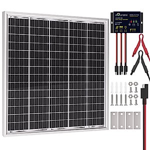 SOLPERK 50W 24V Solar Panel, Solar Battery Trickle Charger Maintainer with 10A Charge Controller for Trailer Tractor Truck Boat Marine Motorcycle RV Car Gate Opener