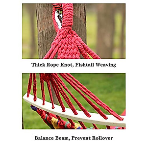 2 Person 661lb Capacity Double Hammock with Two Anti Roll Balance Beam and Sturdy Nylon Tree Straps for Outdoor Indoor Patio Garden Backyard Backpacking Travel Beach Blue & White