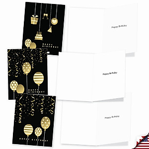 The Best Card Company - 10 Birthday Note Cards Boxed (4 x 5.12 Inch) - Celebration Candles and Cake, Notecards Assorted (Not Gold Foil) - Elegant Event AM6723BDG-B1x10