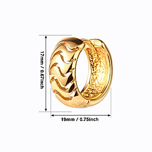 Small Gold Chunky Huggie Hoop Earrings, 14K Gold Plated Thick Huggie Earring, Lightweight Chunky Gold Hoop Earrings for Women