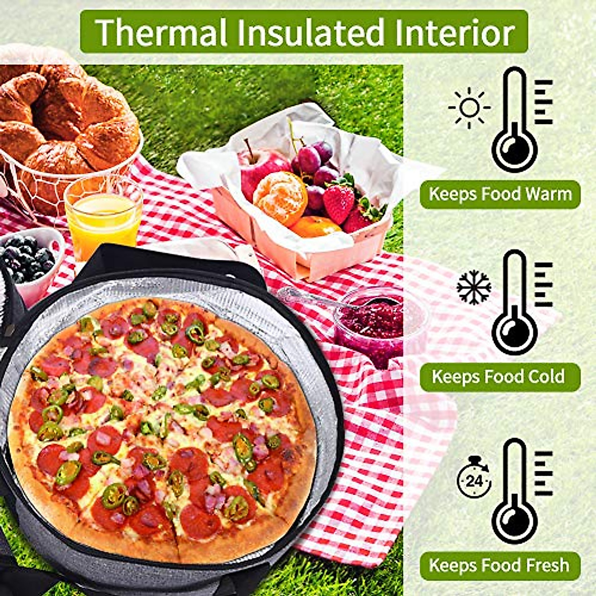 Double Decker Casserole Carrier for Hot or Cold Food,Pie Carrier,Casserole Carrier,Casserole Dish Carrying Case,Insulated Food Warmer Bag for Picnic