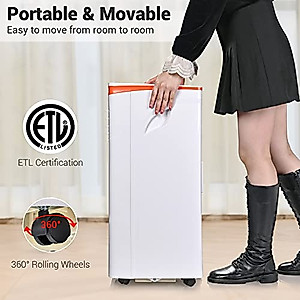 Yescom 10,000 BTU Portable Air Conditioner for Rooms up to 300 Sq. Ft Compact Home AC Unit with Built-in Dehumidifier & Fan & Sleep Modes Remote Control Dust Cover Window Mount Kit for Home/Office