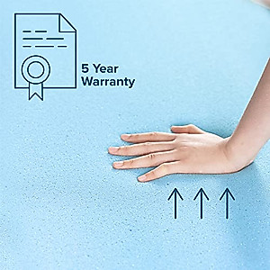 ZINUS 4 Inch Green Tea Cooling Gel Memory Foam Mattress Topper / Cooling Gel Foam / Pressure-Relieving Design / CertiPUR-US Certified, Twin, Blue