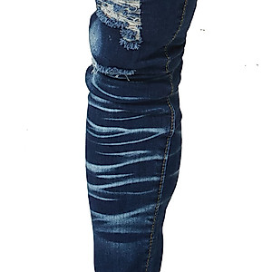 HUNGSON Men's Ripped Skinny Jeans Stretchy Slim Fit Jeans Pants for Men