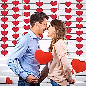 CRAFFANCY Love Decoration Set, Heart Sponge Petals Felt Heart Hanging String Heart Garland for Festival Party Valentine’s Day Decor