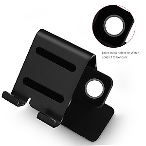 Tranesca 2 in 1 Charging Stand Holder Dock Compatible for Apple Watch Series Ultra2/Ultra/9/8/7/6/5/4/3/2/1/SE (38mm/40mm/41mm/42mm/44mm/45mm/49mm) and Cell Phone/Tablet - Black