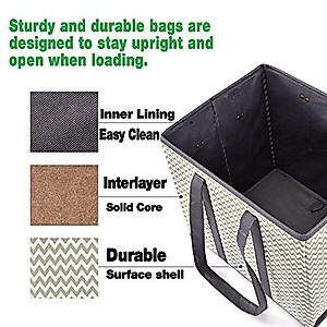 NERUB Reusable Grocery Shopping Bags Heavy Duty Grocery Tote Bags with Reinforced Bottom Foldable Large Reusable Shopping Bags for Groceries (3 Pack)