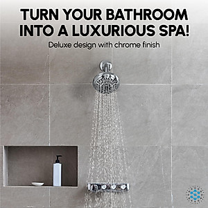 ShowerMaxx Luxury Spa Series Shower Head, 6 Spray Setting, 4.5 Inch Adjustable High Pressure Shower Head Fixture for Hard Water, 360-Degree Tilt Massage Shower System - Polished Chrome Shower Head
