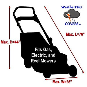 Lawn Mower Cover - Waterproof, Premium Heavy Duty - Manufacturer Guaranteed - Weather and UV Protected Covering for Push Mowers - Secure Draw String and Large Size for Universal Fit
