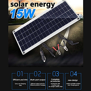 HZRU 15W 18V Solar Panel Semi-Flexible Solar Laminate Polycrystalline Outdoor Emergency Charging Pet Room with Fan for Cooling and Ventilation