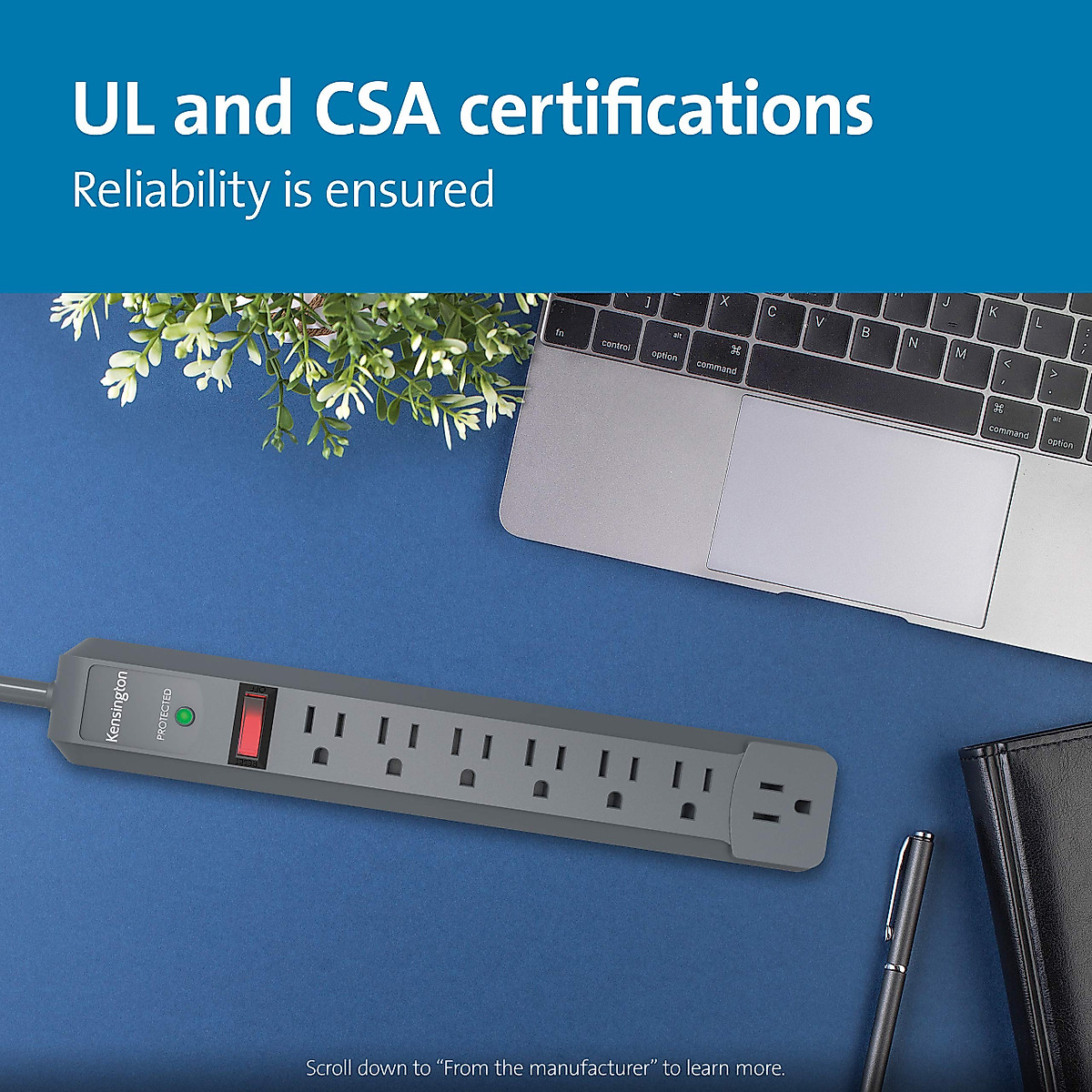 Kensington Guardian 7-Outlet, 6-Foot Cord, & 540 Joules Premium Surge Protector (K38217NA)