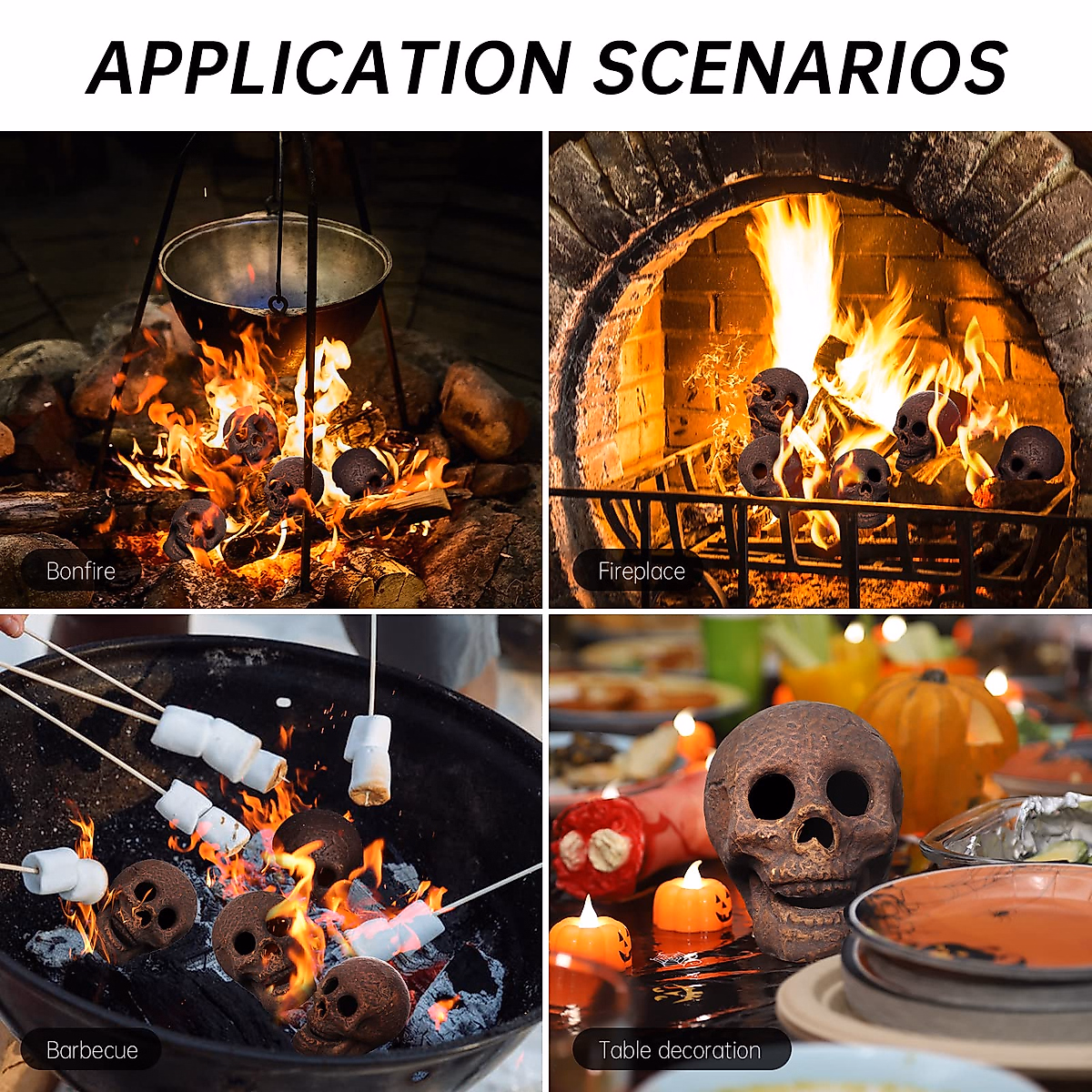 LAZY TIGER Halloween Fire Pit Skull Ceramic Props,Reusable Fireproof ...