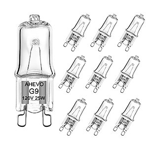 AHEVO G9 JCD 25 Watt 120 Volt T4 JD Type Halogen House Hold Light Bulb Crystal Clear Lense Hanging Pendant Accent Type Spot Down Lamp Chandelier Sconce Fixture Lighting 10 Pack