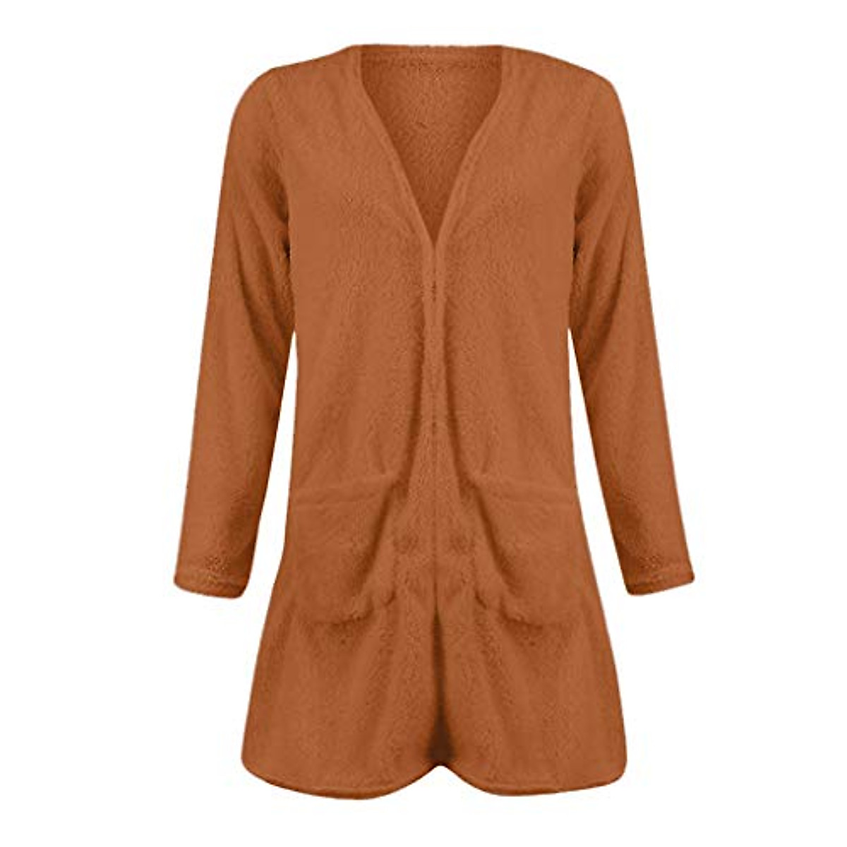 Akabsh Women Casual Sweatshirt Solid Winter Warm Soft Wool Pockets Cardigan Coat Outwear