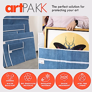 ARTPAKK Art Bags (AP03-28" x 36 1/2") - Strong • Shock-Absorbent • Reusable • Non-Toxic • Waterproof • Acid-Free Lining - Long-Term Art Storage + Shipping + Protection Solution (Colour May Vary)