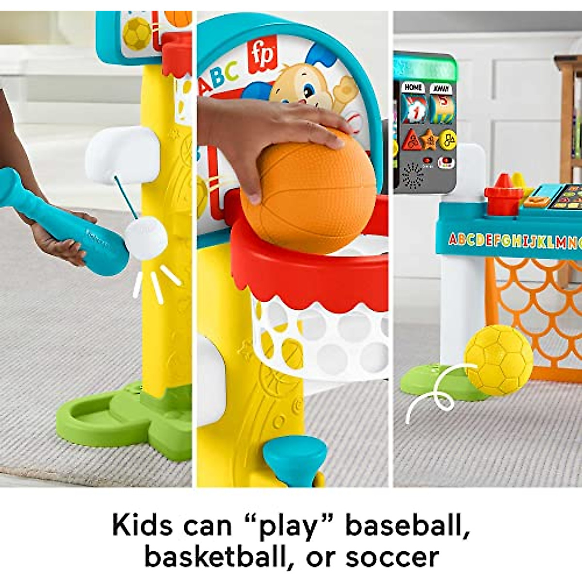Fisher-Price Laugh & Learn Toddler Learning Toy, 4-In-1 Game Experience Sports Activity Center With Smart Stages For Ages 9+ Months