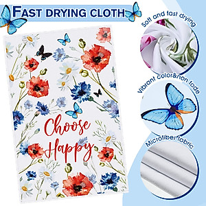 CHENGU 4 Pack Spring Kitchen Towels, Absorbent Dish Towels for Kitchen, Reusable Cleaning Towels Decorative Set, Kitchen Towel Terrycloth Tea Towels, Hand Towel for Kitchen (Wildflower Style)