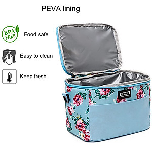 Cute Lunch Box for Adult Insulated Lunch Bag For Women Office Work Travel Fit Fresh Thermal Hot Lunchbox With Shoulder Strap Soft Cute Lunch Pail-Blue