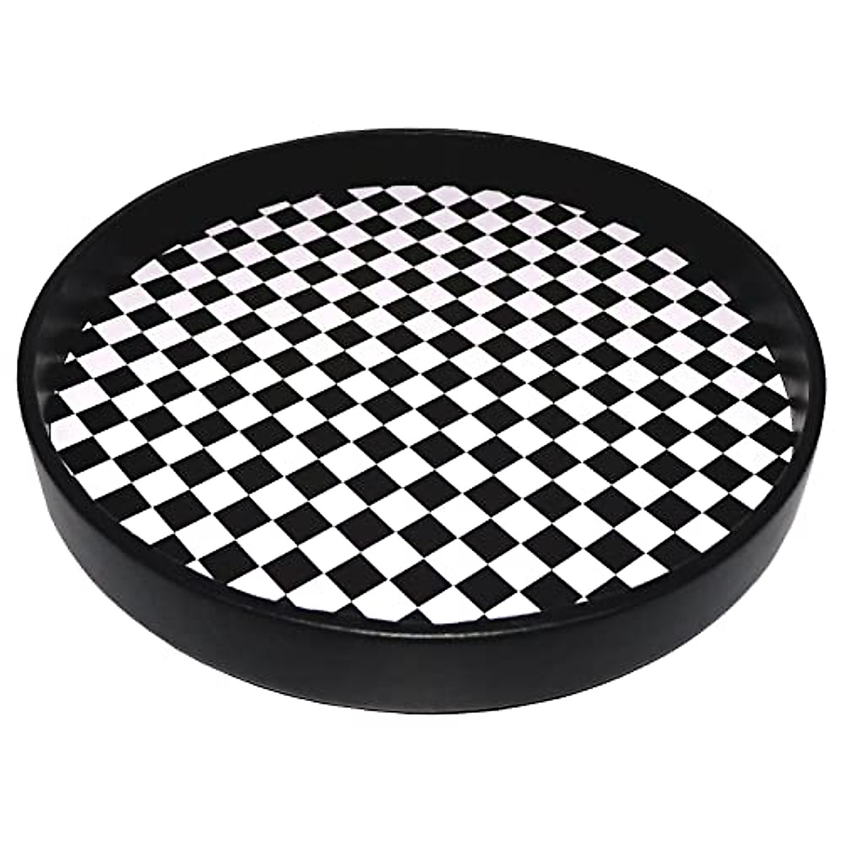 MCBZ Home Round Leather Tray, Round Decorative Tray, Round Serving Tray, Leather Ottoman Tray, Circle Coffee Table Tray,Diameter13.2 * 1.8" (Black)