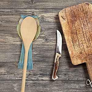 Yardwe Owl Spoon Rest Ceramic Ladle Holder Utensil Rester for Stove Top Kitchen Counter Cooking Utensil and Ladle Rest Holder Dining Table Decoration Blue