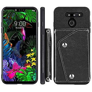 Asuwish Phone Case for LG G8 ThinQ Wallet Cover with Screen Protector and Credit Card Holder Crossbody Strap Stand Leather Cell Accessories LGG8 Thin Q G 8 LG8 G8thinq LGG8thinq 8G Women Girls Black