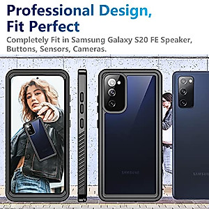 Temdan for Samsung Galaxy S20 FE Case 5G Waterproof, Built in Screen Protector 360° Full Body Heavy Duty Shockproof IP68 Waterproof S20 FE Case for Samsung S20 FE 5G 6.5" Black