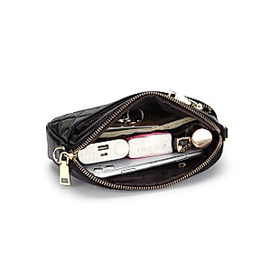 SINGBO Triple Zip Crossbody Handbag for Women Leather Crossbody Purse with Adjustable Shoulder Strap