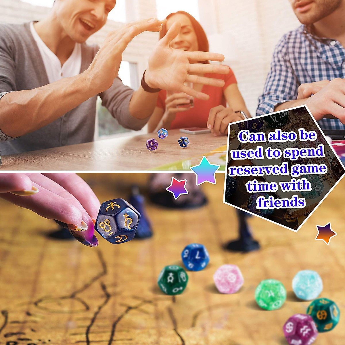 5 Sets Astrological Dice Constellation Dice 12-Sided Astrology Dice Astrology Tarot Constellation Divination Dice for Constellation Divination Tarot Cards Accessory Acrylic Pearl Astrological Dice