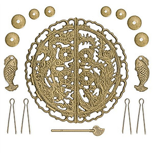 Hardware Philosophy Brass Fish & Dragon Cabinet Face Plate Backplate Hardware Set 9"