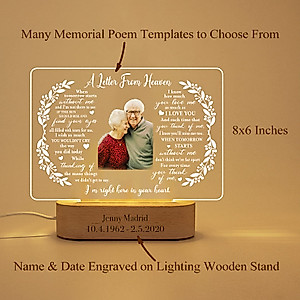 Magic Lunar Personalized Unique Sympathy Gifts For Loss Of Mom Custom In Memory of Loved One Light Up Picture Frames with Photo and Text Memorial Plaque Night Light Lamp