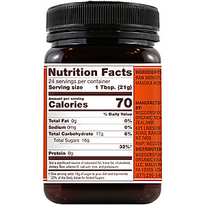 Wedderspoon Raw Premium Manuka Honey, KFactor 16, 17.6 Oz, Unpasteurized, Genuine New Zealand Honey, Traceable from Our Hives to Your Home