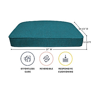 Honeycomb Indoor/Outdoor Textured Solid Teal Rounded Seat Cushion: Recycled Fiberfill, Weather Resistant, Comfortable and Stylish Pack of 2 Patio Cushions: 21” W x 18.5” D x 2.5” T