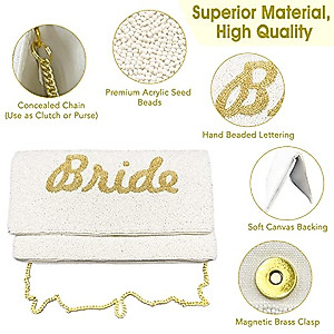 Bride Clutch Purse Bridal Shower Gift for Bride White Purse with Gold Letters- THE BEADED LILY,White Bride Clutch With Gold Letters