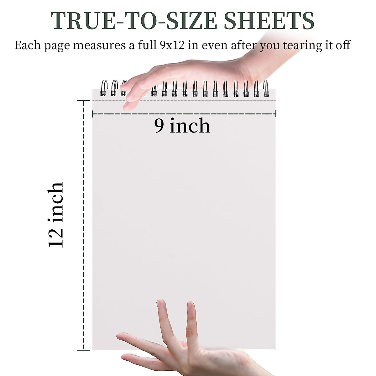 SuFly 9"x12" Drawing Paper,100 Sheets, Top Spiral Sketch Pad, 68lb/100gsm, White.