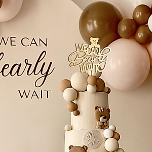ZAIBIANHAO We Can Bearly Wait Cake Topper,Bear Cake Decorations, We Can Bearly Wait Wooden Cake Topper for Baby Shower Party Supplies,Gender Reveal Party Supplies (Bearly Cake Topper)