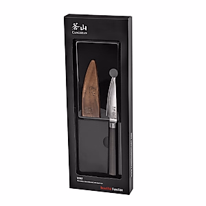 Cangshan HAKU Series 501097 X-7 Damascus Steel Forged 3.5-inch Paring Knife with Sheath