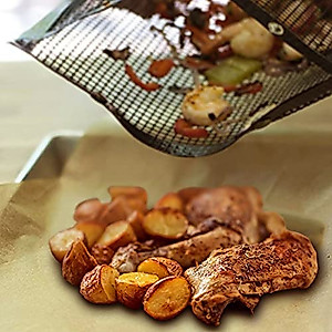 AOOCAN Mesh Grill Bags 13.2 x 10.6 Inch Set of 2-100% Non-stick Heavy Duty Barbecue Grill Bags, Reusable and simple to Clean, Works on Charcoal Grill Outdoor Gas Charcoal BBQ - Extended Warranty