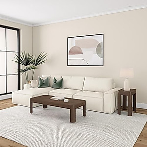 Plank+Beam Modern Rounded Rectangular Side Table, Solid Wood End Table for Living Room, 25in, Walnut