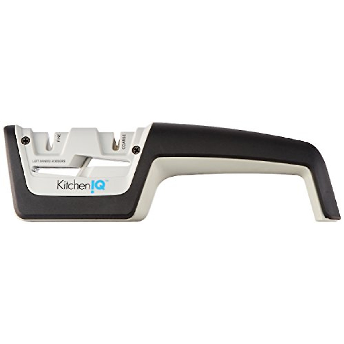 Kitchen IQ Diamond Pro Pull-Thru Knife and Scissor Sharpener,White/Black