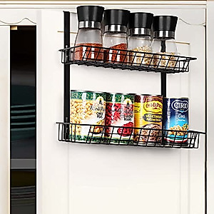 Over the Cabinet Storage Organizer Basket 2 Tier Metal Wire Hanging Kitchen Holder Rack for Bathroom, Pantry, Office Cabinet Storage Basket, Matte Black