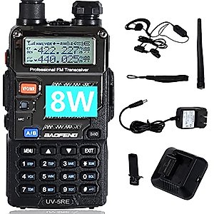 BaoFeng UV-5RE 8W Ham Radio,UHF VHF Radio Dual Band with 2800mAh Li-ion Battery Portable Walkie Talkies Amateur Portable Radio Transceiver with Includes Full Kit