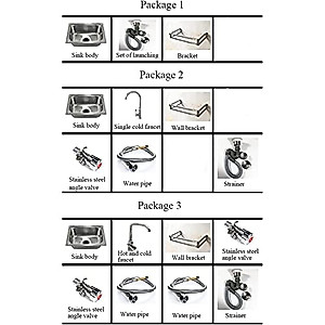 Farmhouse Sink, Kitchen Simple 304 Stainless Steel Sink Single Sink with Wall Bracket, Stainless Steel Kitchen Sink, Commercial Wall Mount Hand Basin for Restaurant, Kitchen and Home