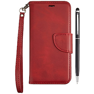 Glow Co., Ltd. iPhone 11 Pro Notebook Type Case with Strap, Red, Tempered Glass & Stylus Pen Included 406-2-02