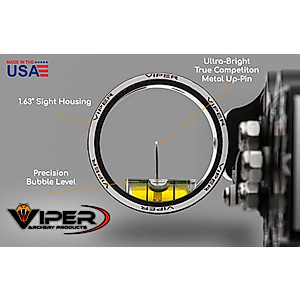 VIPER Archery Sidewinder XL Compound Bow Sight - Made in USA - Machined Aluminum, Bright Single Pin, Toolless Quickset Gear-Drive Elevation & Micro-Tune Windage Adjustments, 0.010 Pin