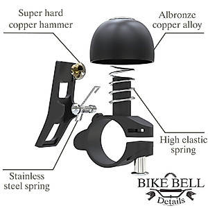 Sportout Copper Alloy Bike Bell, Classic Bicycle Bell, Loud Sound Bike Ring for Road Bike, Mountain Bike, City Bike, Sports Bike, Cruiser Bike, BMX Bike(1 Pack)