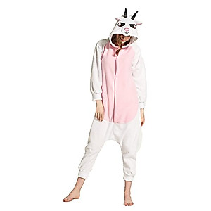 MizHome Halloween Costume Goat Hooded Pajamas Kigurumi Cosplay Goat L