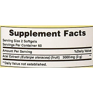 Puritans Pride Triple Strength Acai 3000 MG, 120 Count